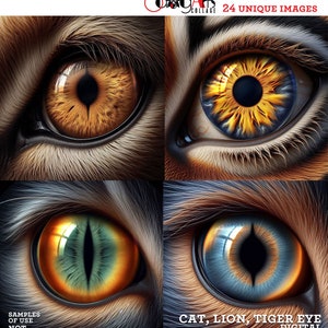Cat Tiger Lion Eyes Digital Collage Sheets Printable Iris Chips Doll ...