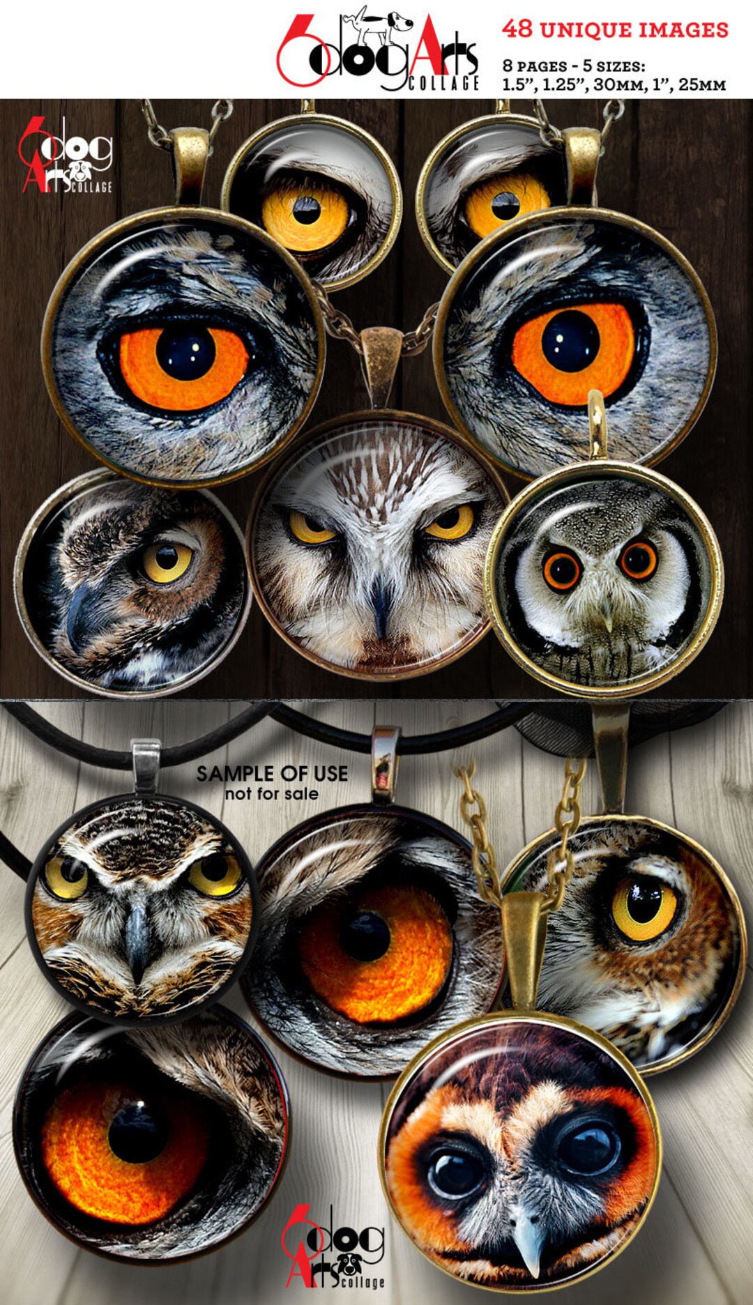 Owls Digital Collage Sheets Printable Download for Bottle Caps - Etsy