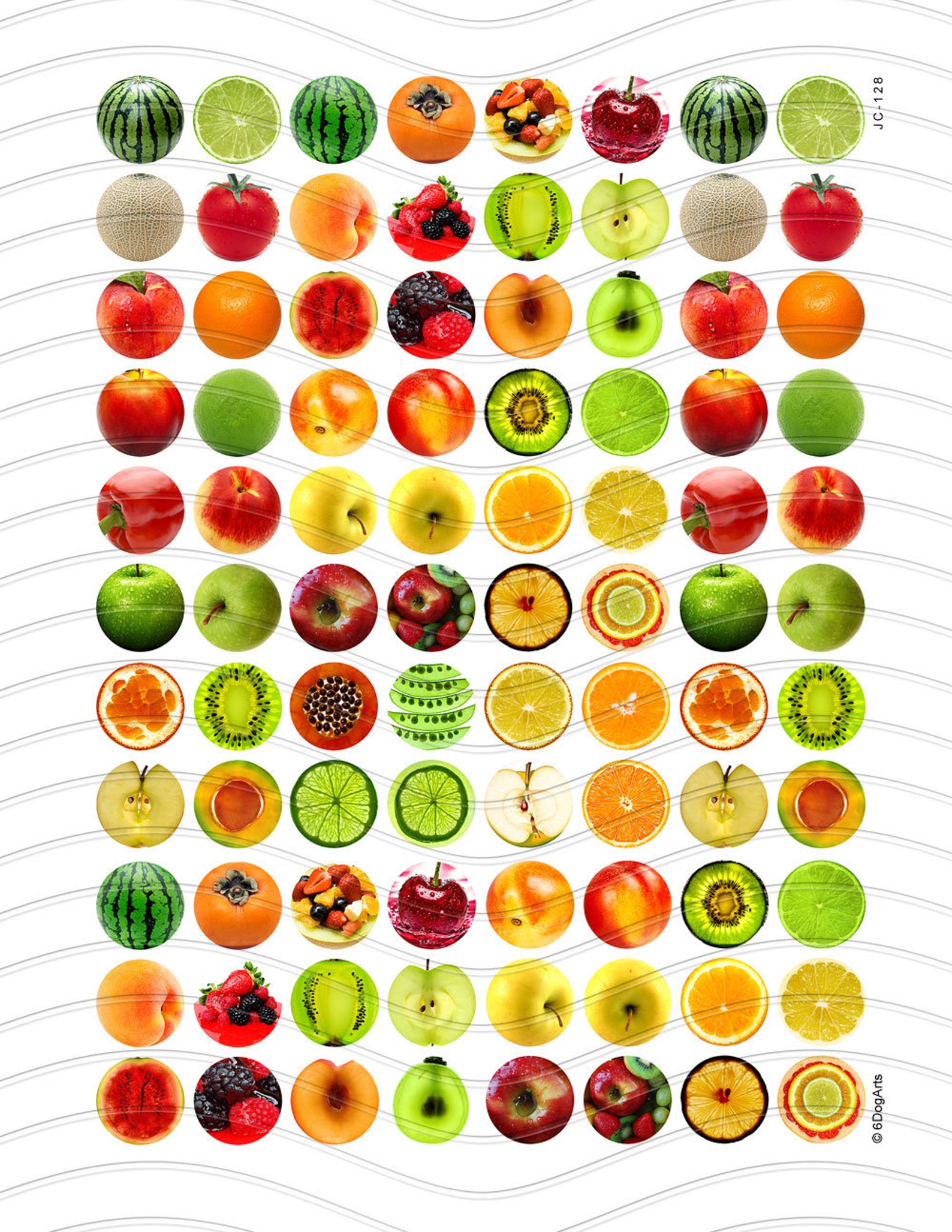 Fruits Digital Collage Sheets Printable Downloads for Earrings | Etsy