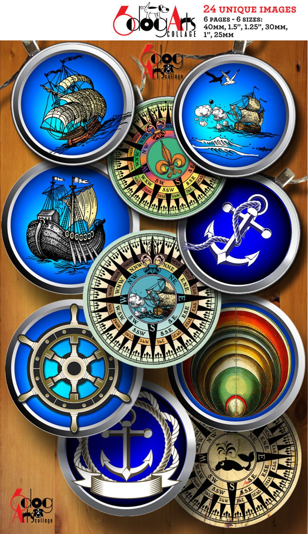 Marine Nautical Digital Collage Sheets Printable Downloads - Etsy