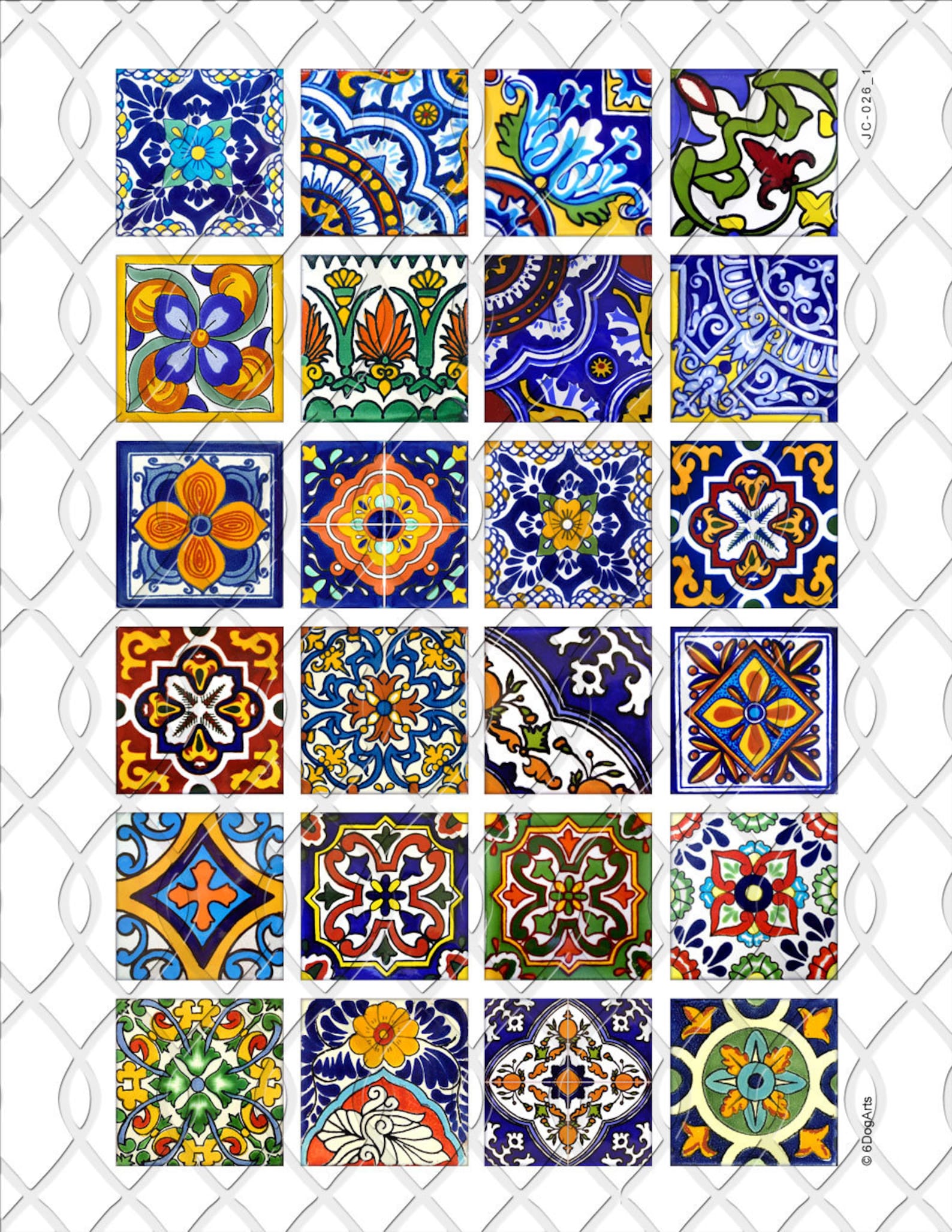 Mexican Talavera Tiles Digital Collage Sheets Printable Download for ...