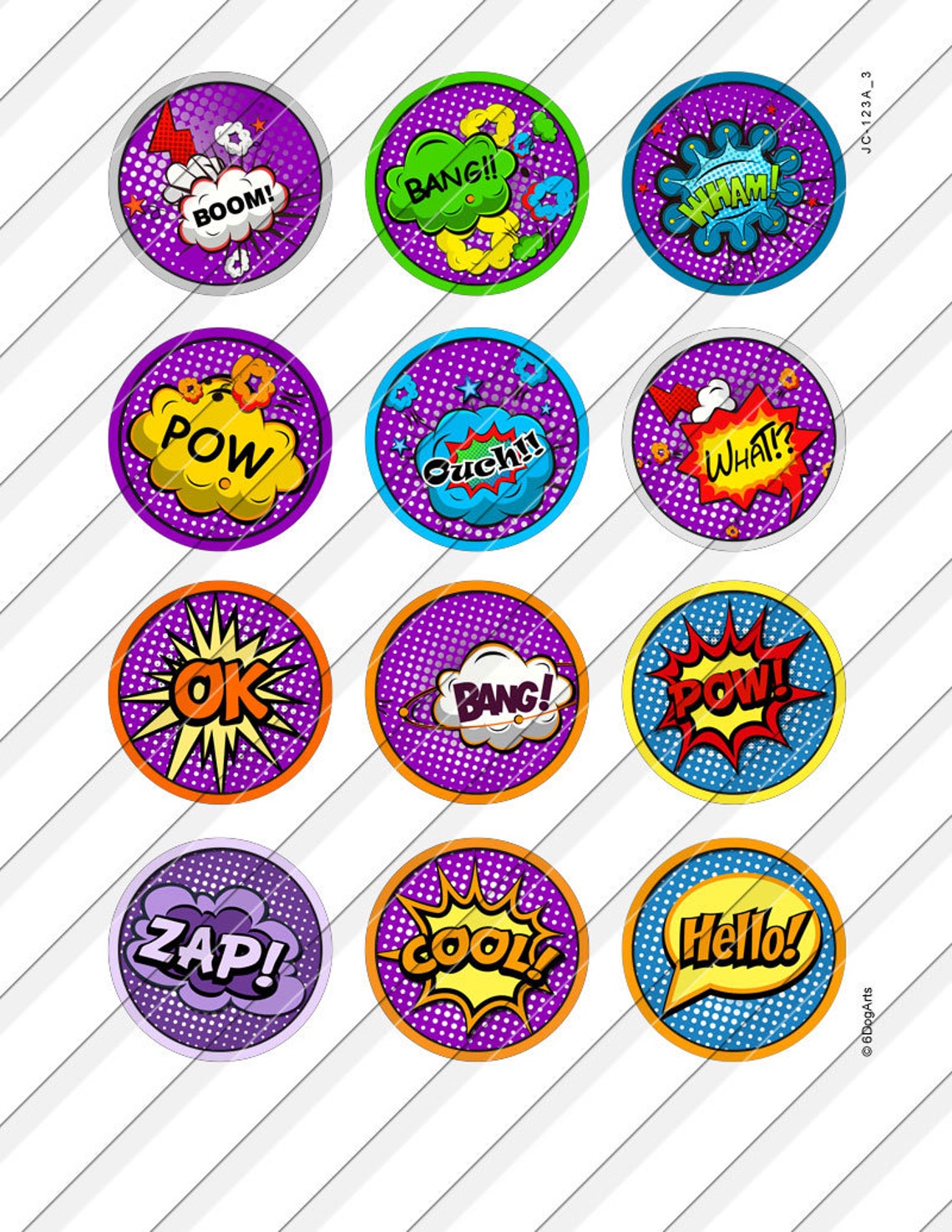 Comic Book Exclamations 2" Circles Digital Collage Sheets Printable ...