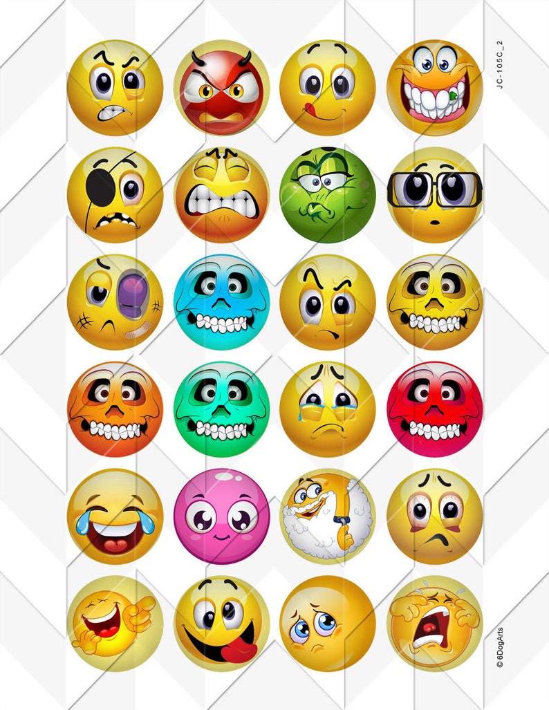 Smileys Emoji Digital Collage Sheets Printable Downloads for - Etsy