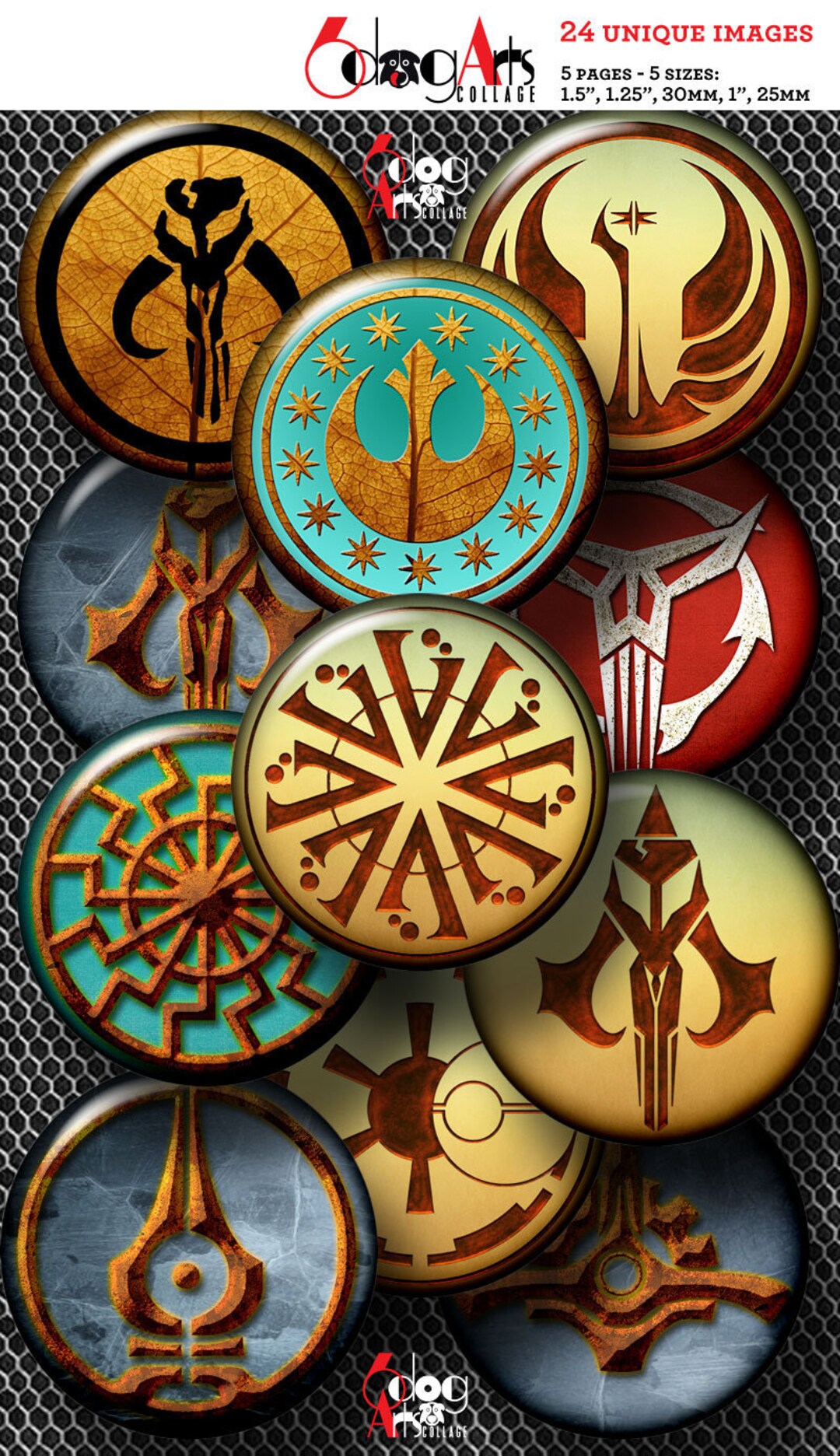 Star Wars Emblems Digital Collage Sheets Printable Downloads - Etsy