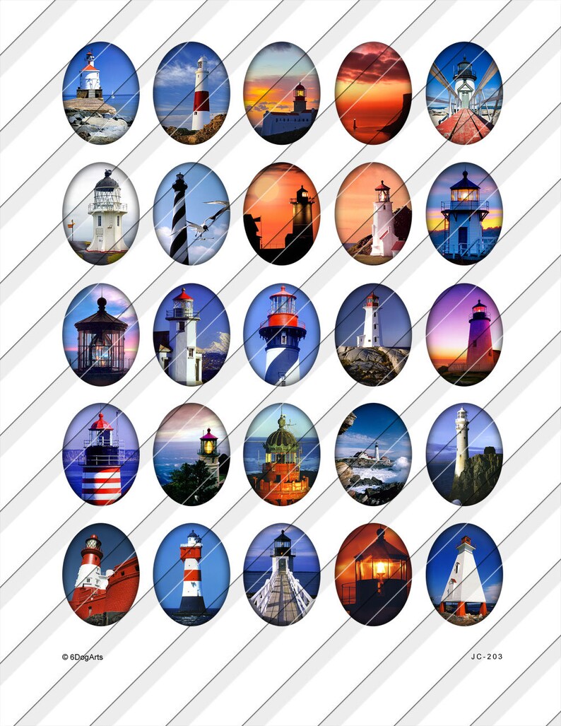 Lighthouses Digital Collage Sheets Printable Download for | Etsy