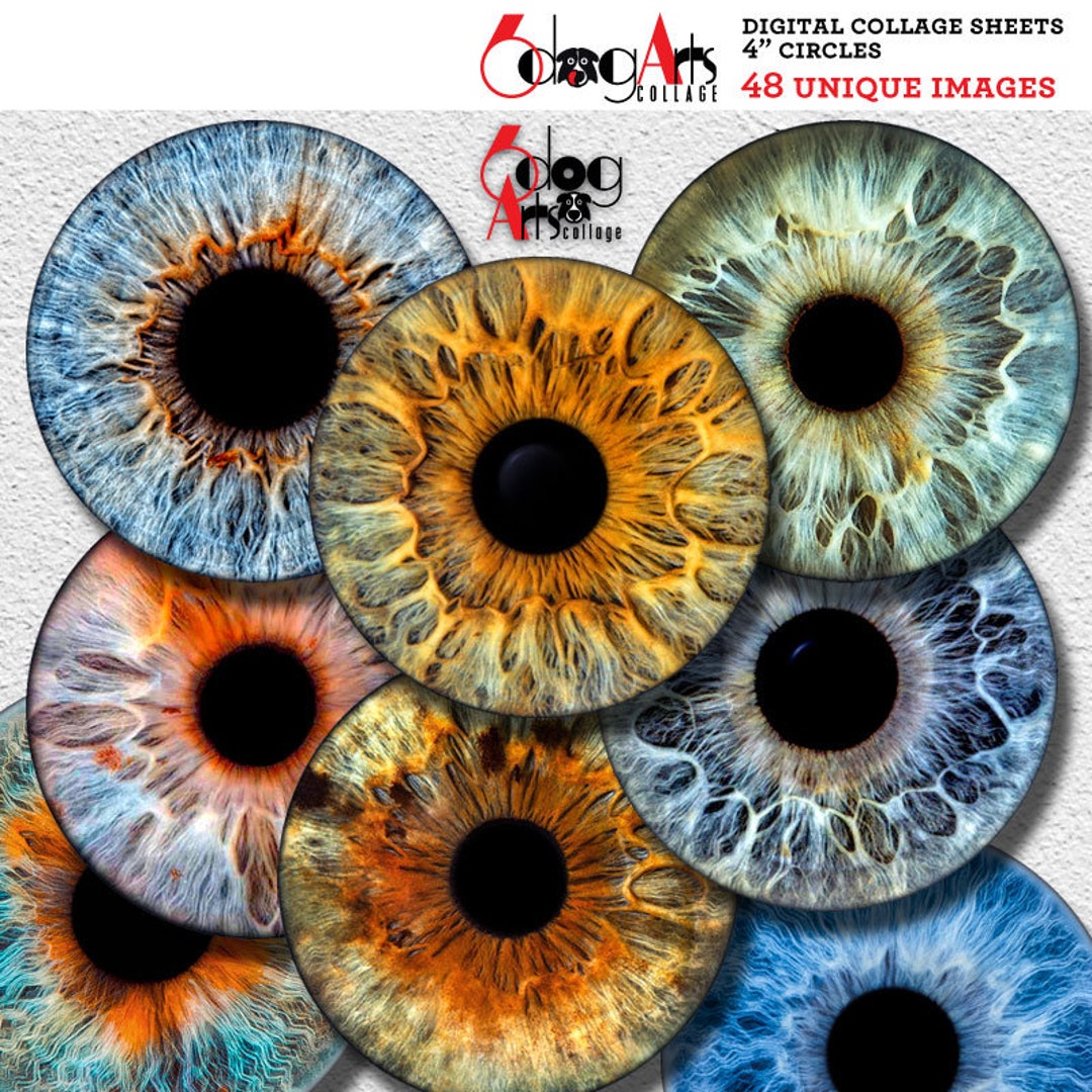 4" Circles Realistic Eye Irises Digital Collage Sheets Printable ...