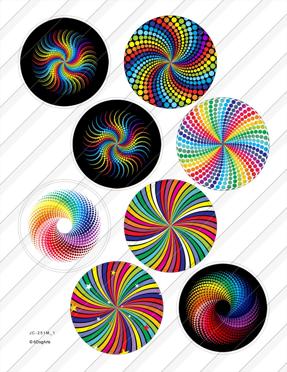 36 Rainbow Swirls Digital Collage Sheets 70mm 2.755 - Etsy