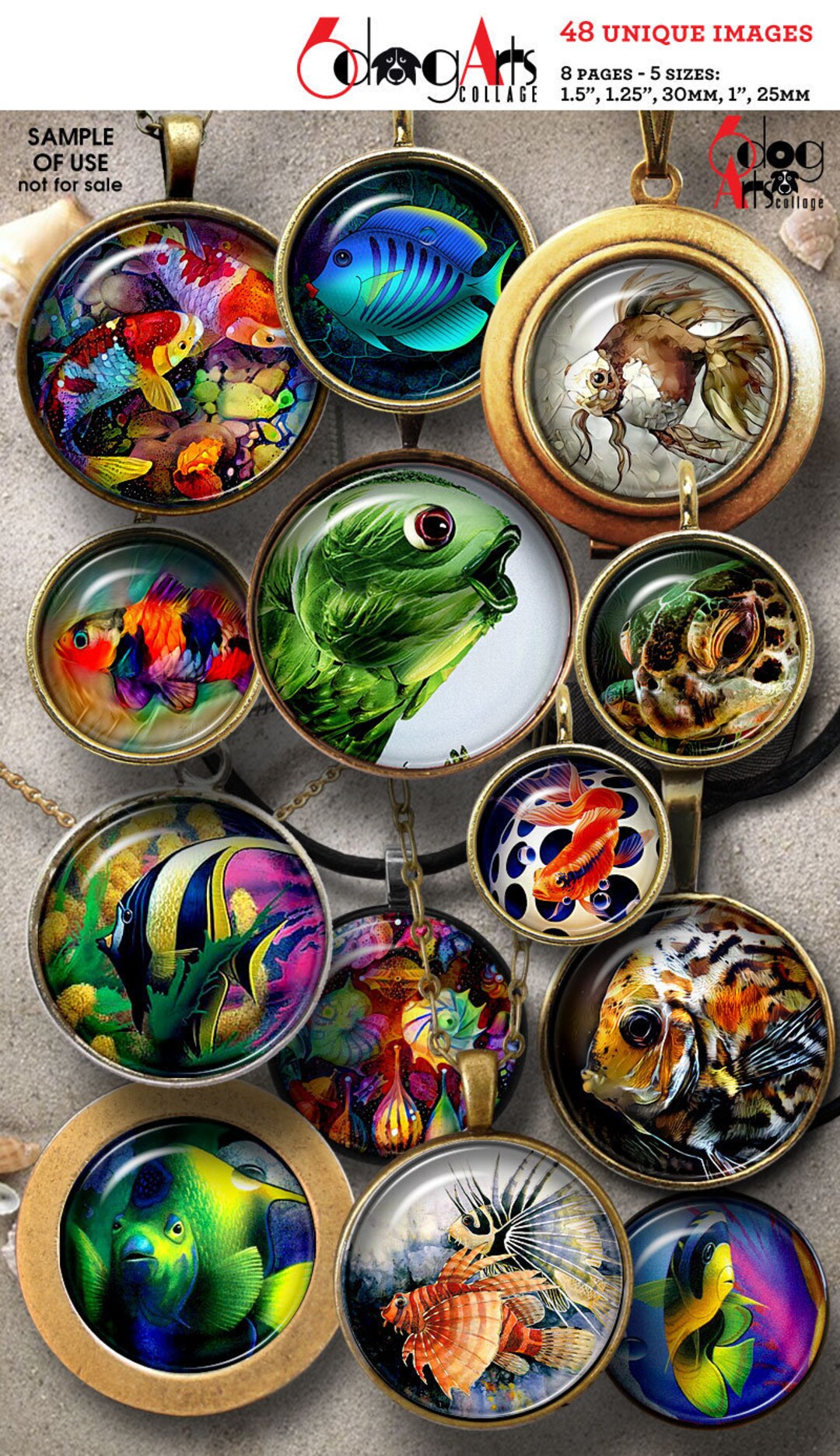 Fish Painting Digital Collage Sheets Printable Downloads for - Etsy