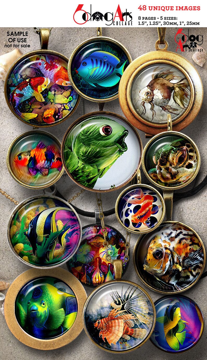 Fish Painting Digital Collage Sheets Printable Downloads for | Etsy