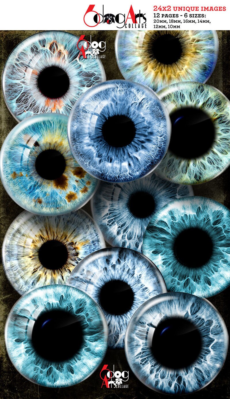 Blue Doll Blythe Eyes Digital Collage Sheets Printable Pupils Irides ...