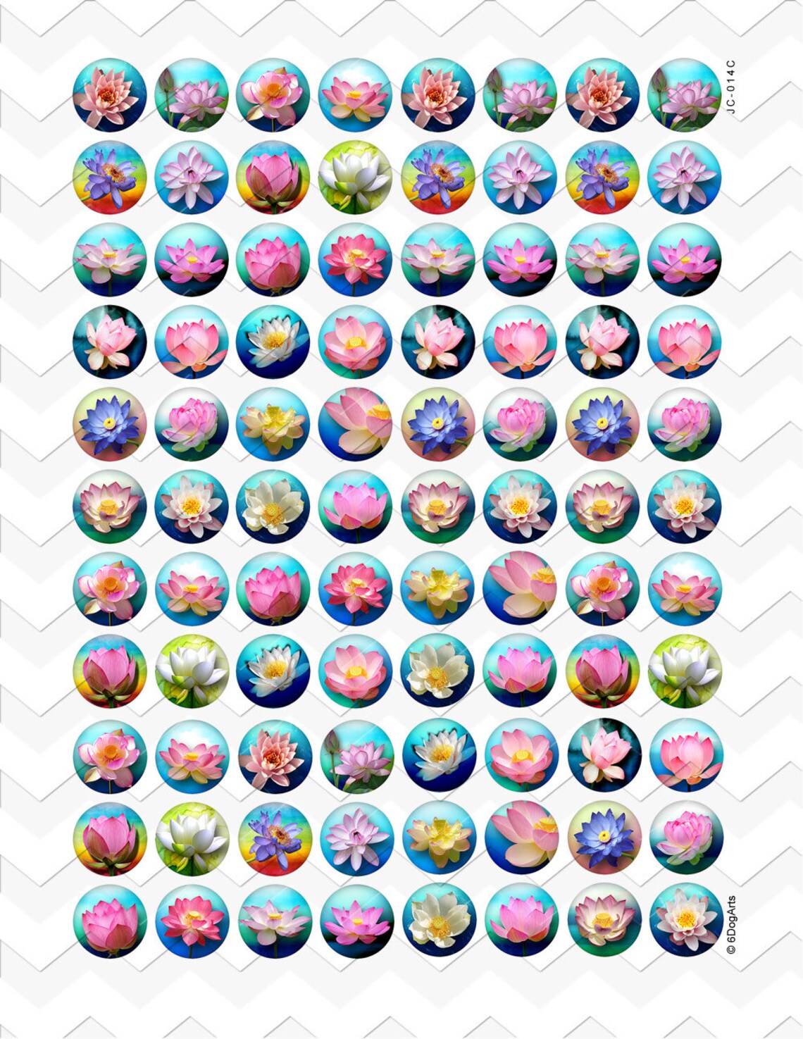 Lotus Flower Digital Collage Sheets Printable Download for Mini Bottle ...