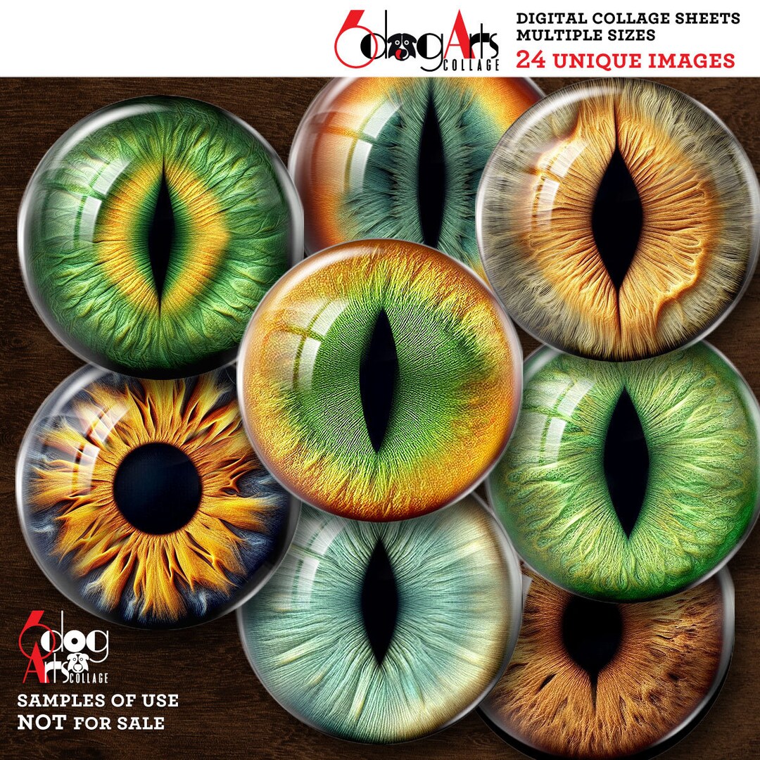 Cat Lion Tiger Eyes Digital Collage Sheets Printable Iris Chips Doll ...
