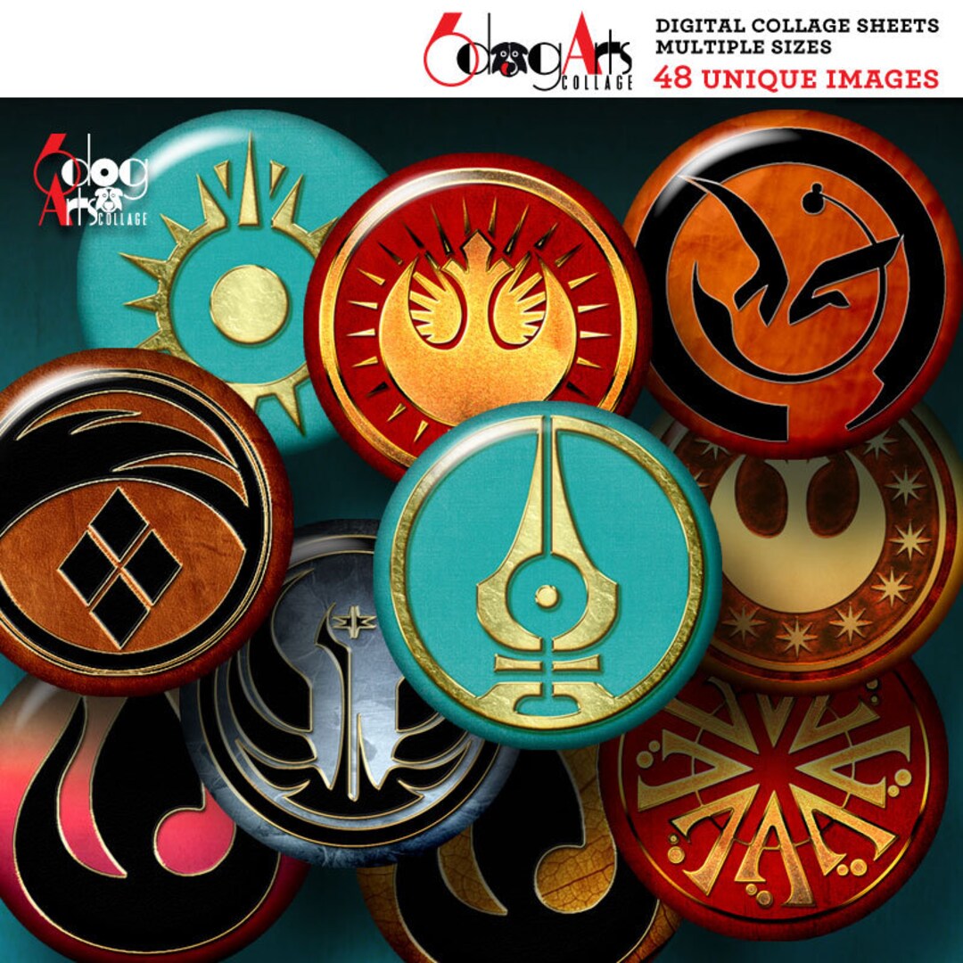 Star Wars Emblems Digital Collage Sheets Printable Downloads Bottle ...
