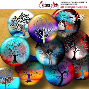 Tree of Life Digital Collage Sheets Printable 1.85" 1.629" 1.313 ...