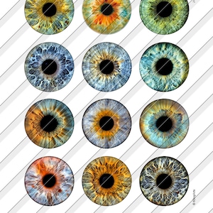 2" Circles Realistic Eye Irises Digital Collage Sheets Printable ...