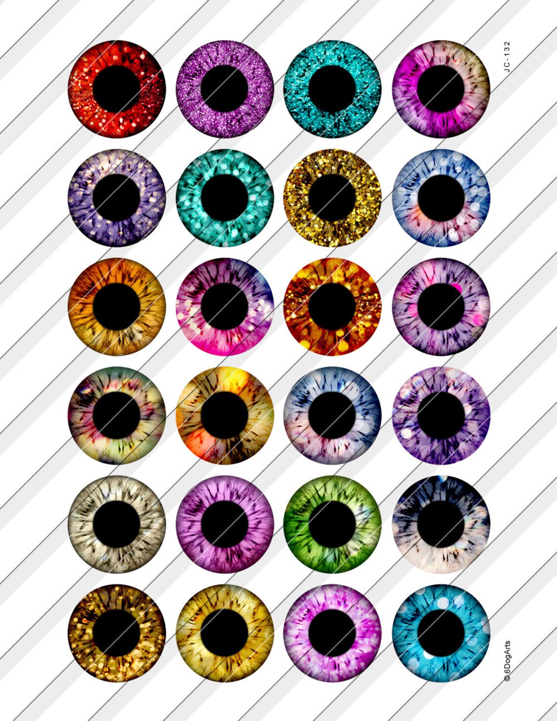 Sparkling Doll Eyes Digital Collage Sheets Printable Pupils Irides ...