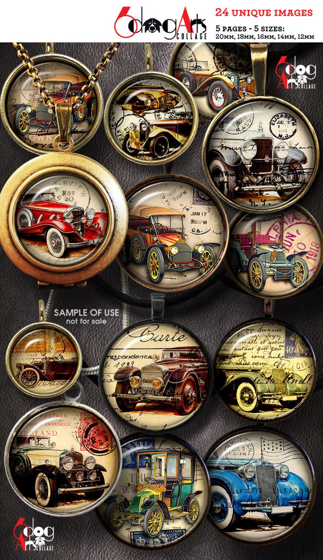Vintage Car Digital Collage Sheets Printable Downloads - Etsy