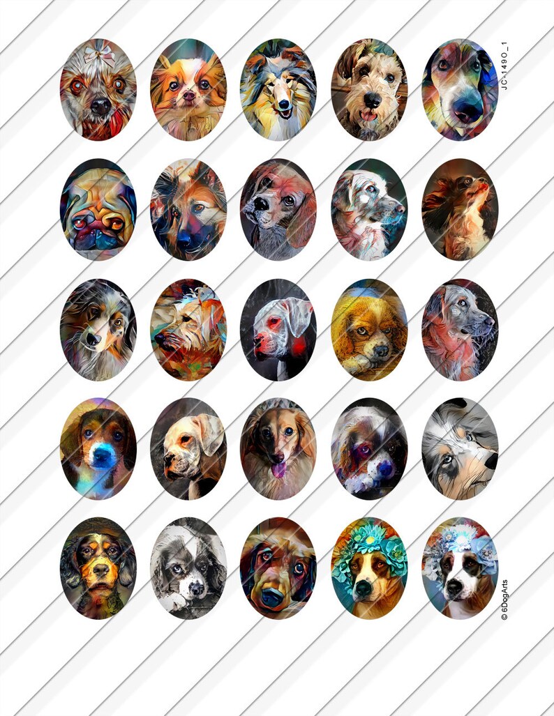 Dog Painting Digital Collage Sheets Printable Download - Etsy