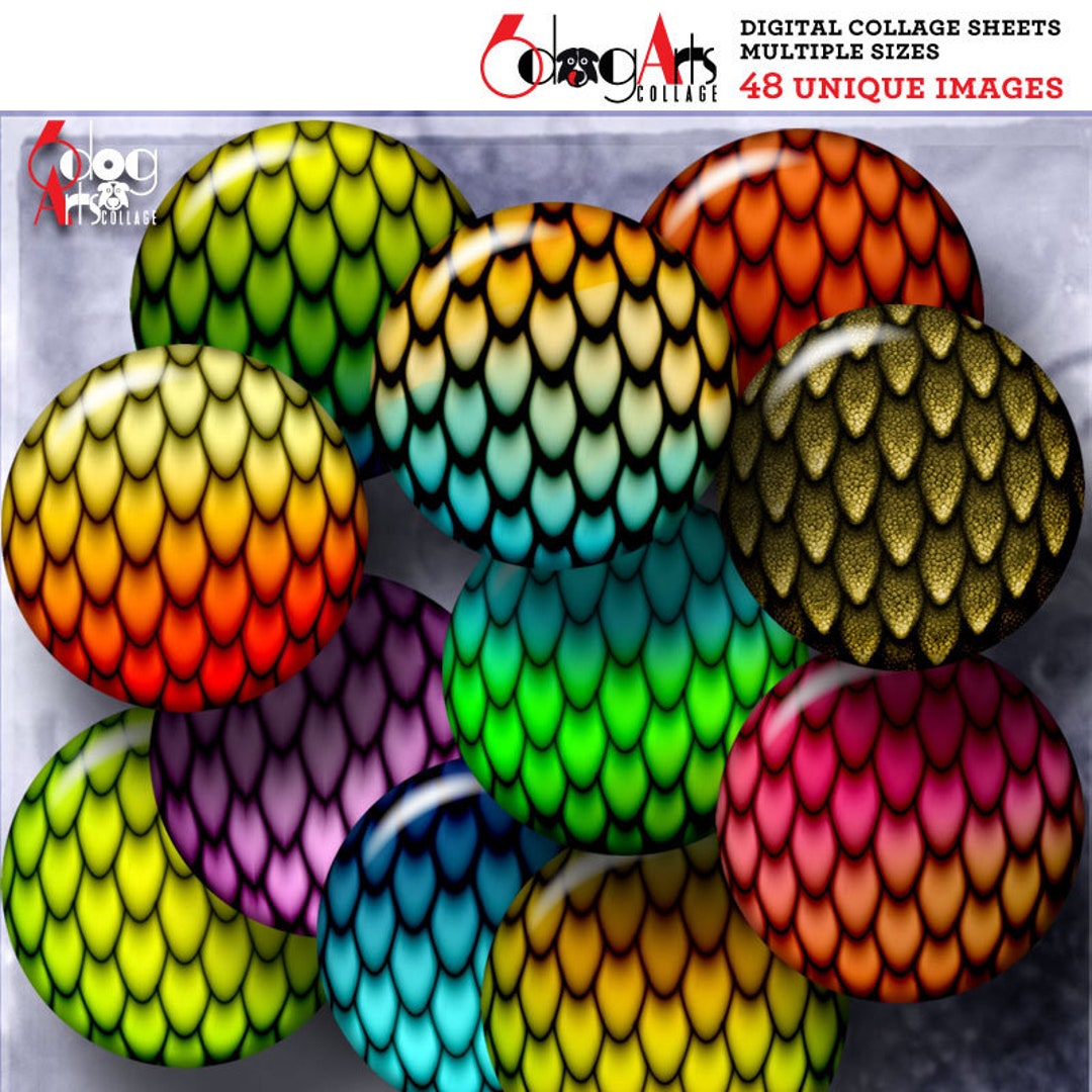 Dragon Scales Pattern Digital Collage Sheets Printable 2.755" 1.85" 1. ...