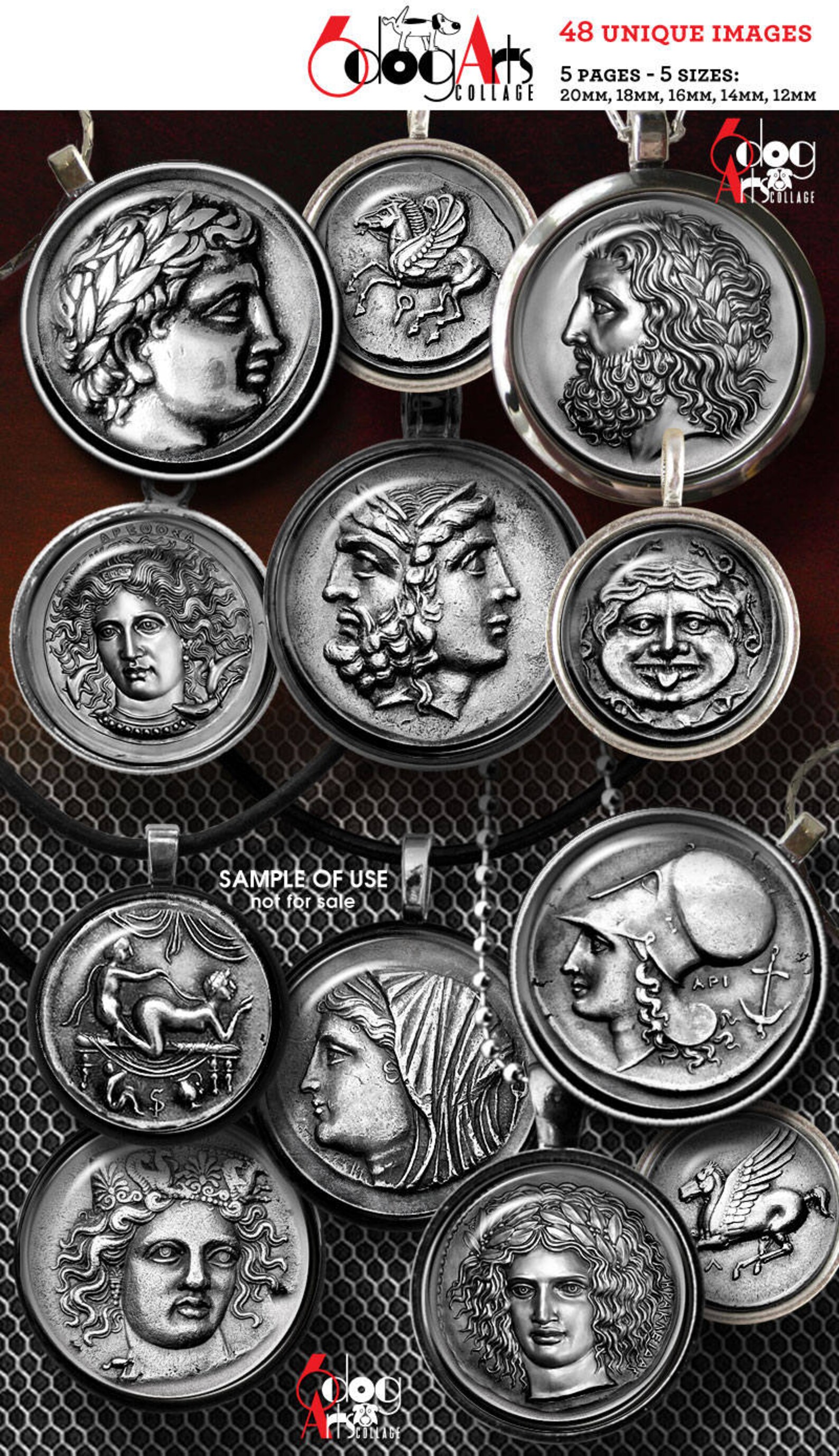 Ancient Coins Digital Collage Sheets Printable Downloads Mini Bottle ...