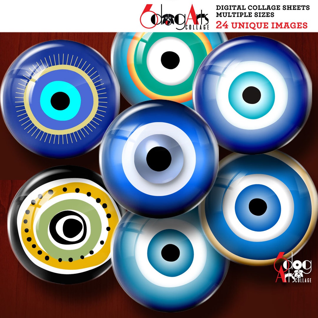 Greek Evil Eye Protection Symbol Digital Collage Sheets Printable ...