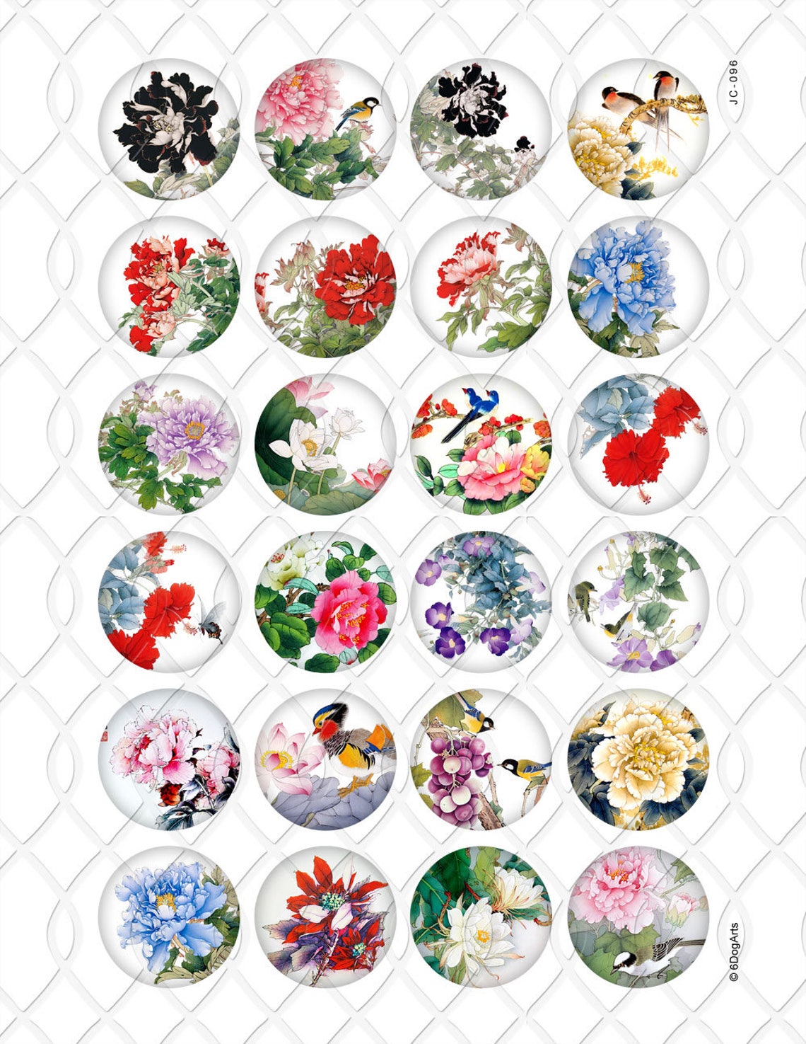 Flowers Digital Collage Sheets Printable Downloads for Bottle | Etsy