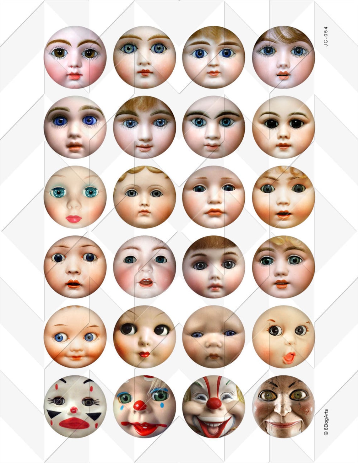 Vintage Doll Faces Digital Collage Sheets Printable Downloads - Etsy