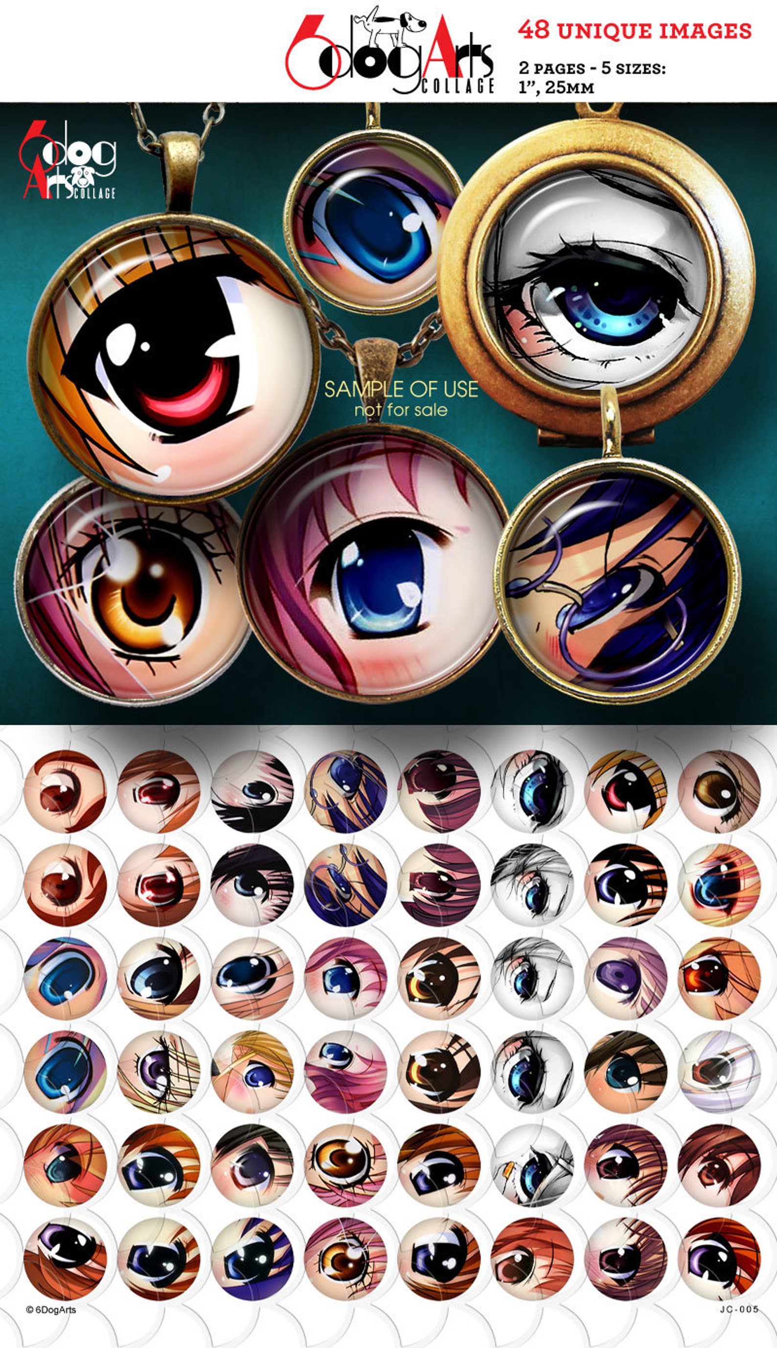 Anime Manga Eyes Digital Collage Sheets Printable Download for - Etsy