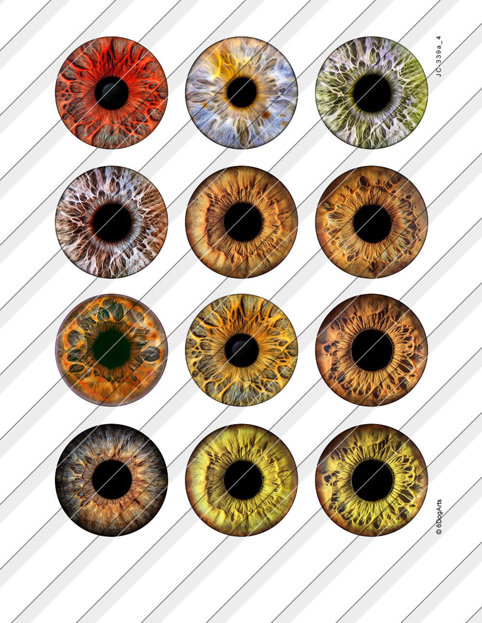 2" Circles Realistic Eye Irises Digital Collage Sheets Printable ...