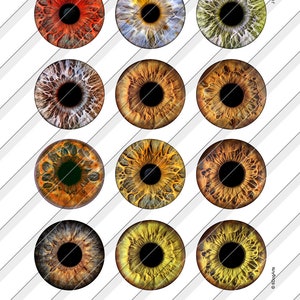 2" Circles Realistic Eye Irises Digital Collage Sheets Printable ...