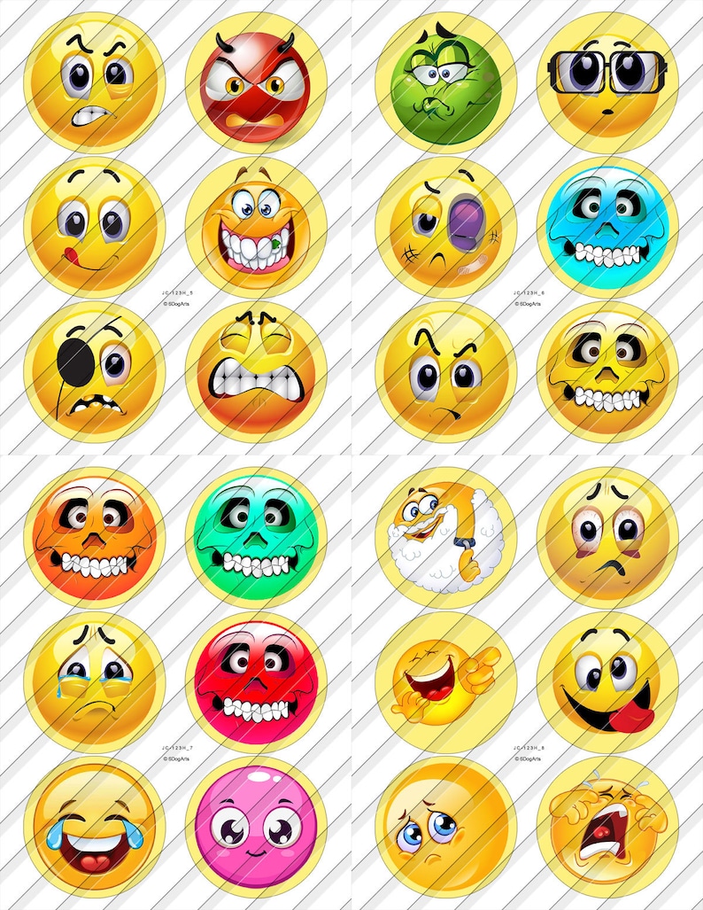 Smileys Emoji Emoticons Digital Collage Sheets 3.451 - Etsy