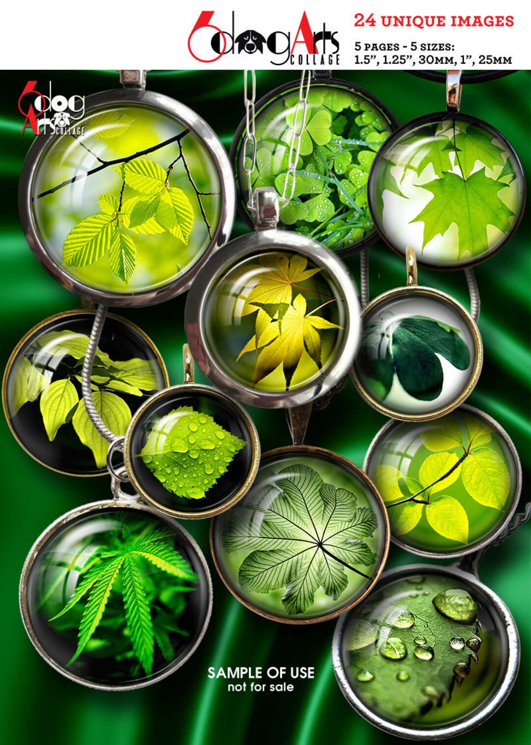 Green Leaves Digital Collage Sheets Printable Download for - Etsy