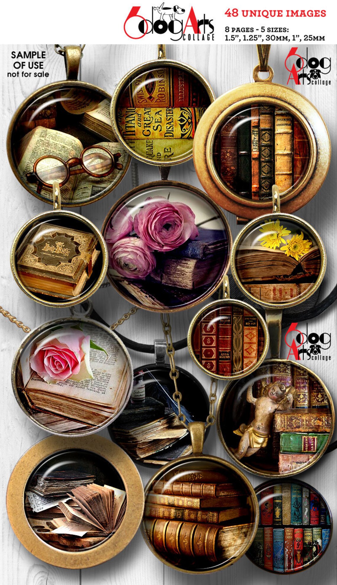 Vintage Books Digital Collage Sheets Printable Download for Bottle Caps ...