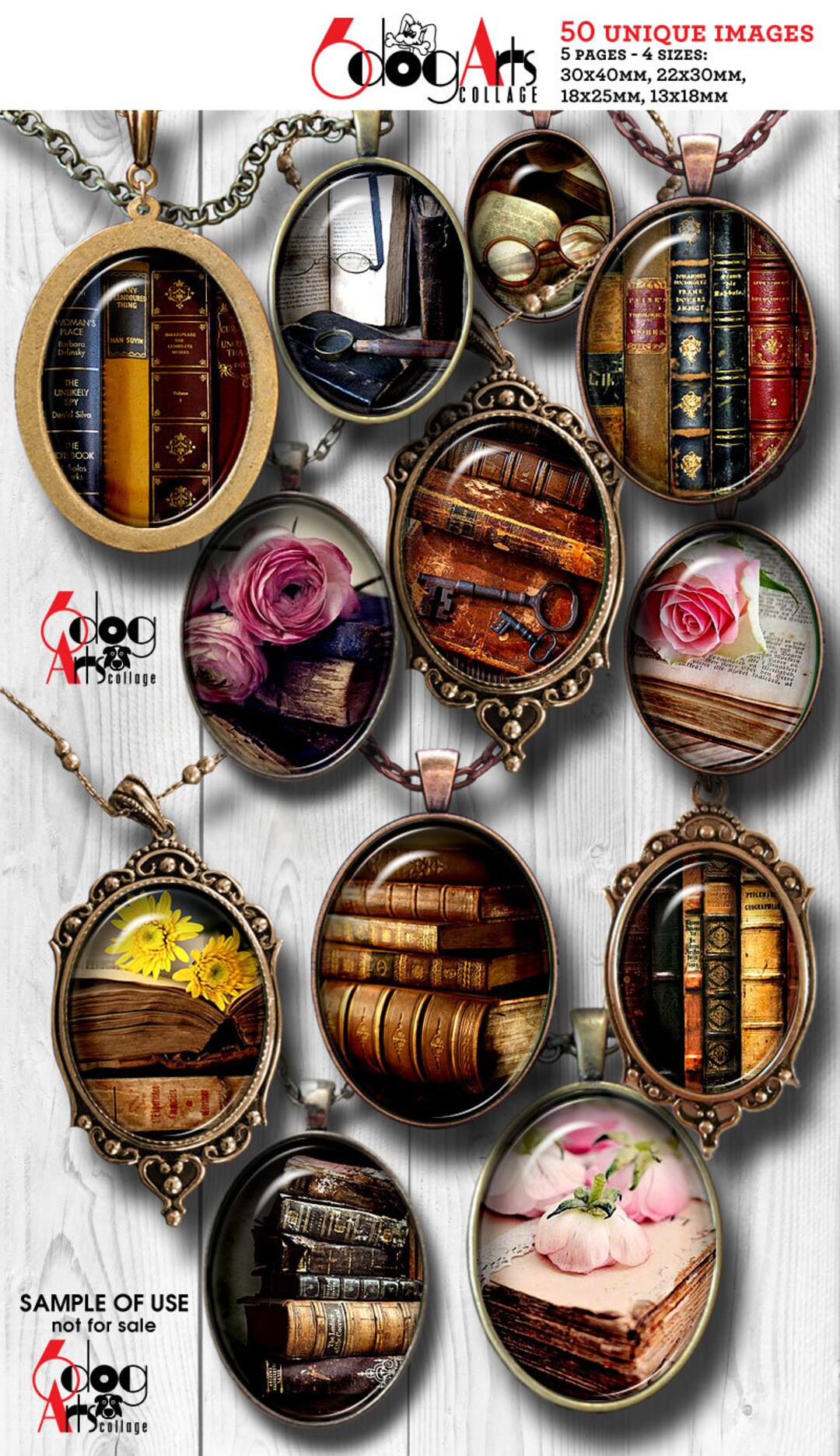 Vintage Books Digital Collage Sheets Printable Download - Etsy