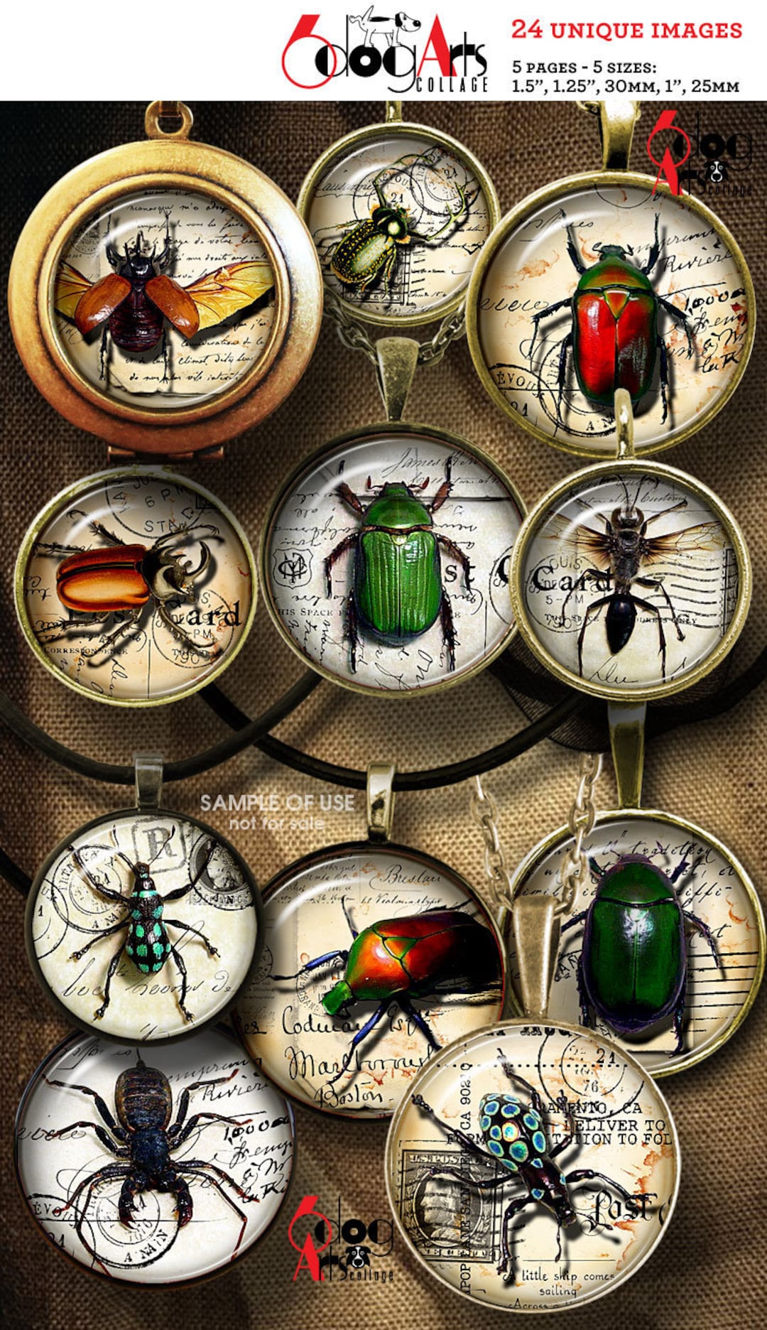 Beetles Digital Collage Sheets Printable Download Bottle Caps - Etsy