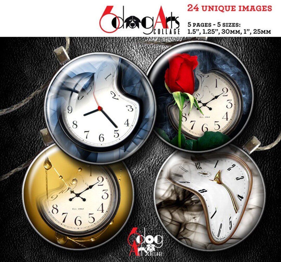 Melted Time Digital Collage Sheets Printable Images for - Etsy