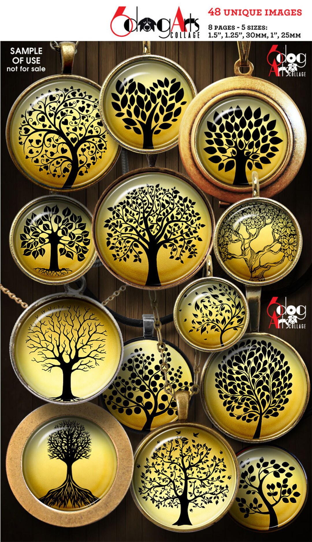 Tree of Life Digital Collage Sheets Printable Downloads for - Etsy