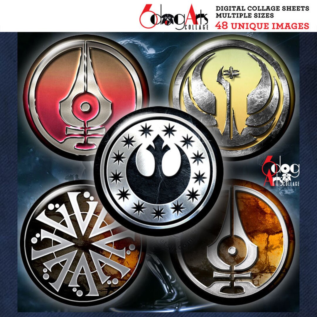 Star Wars Emblems Digital Collage Sheets Printable Downloads Bottle ...