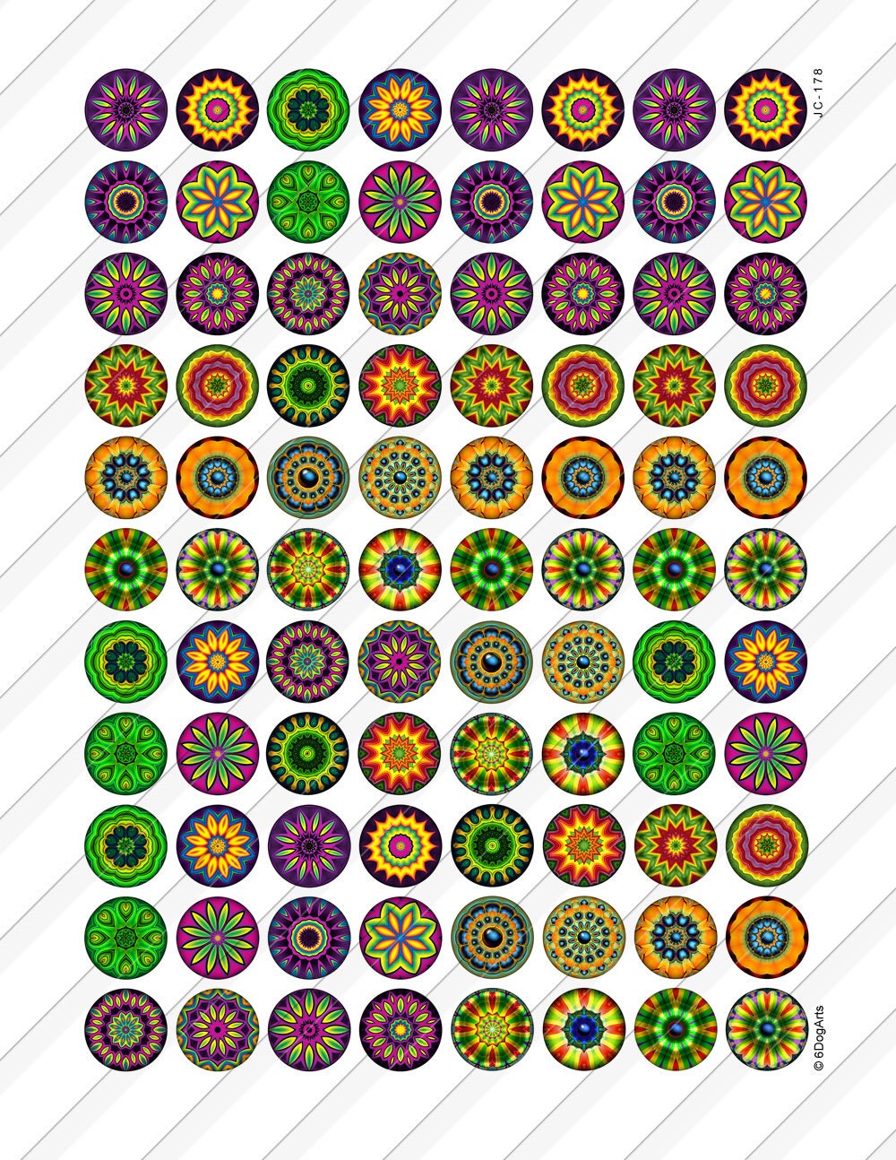 Circus Mandala Digital Collage Sheets Printable Download Pendants Glass ...