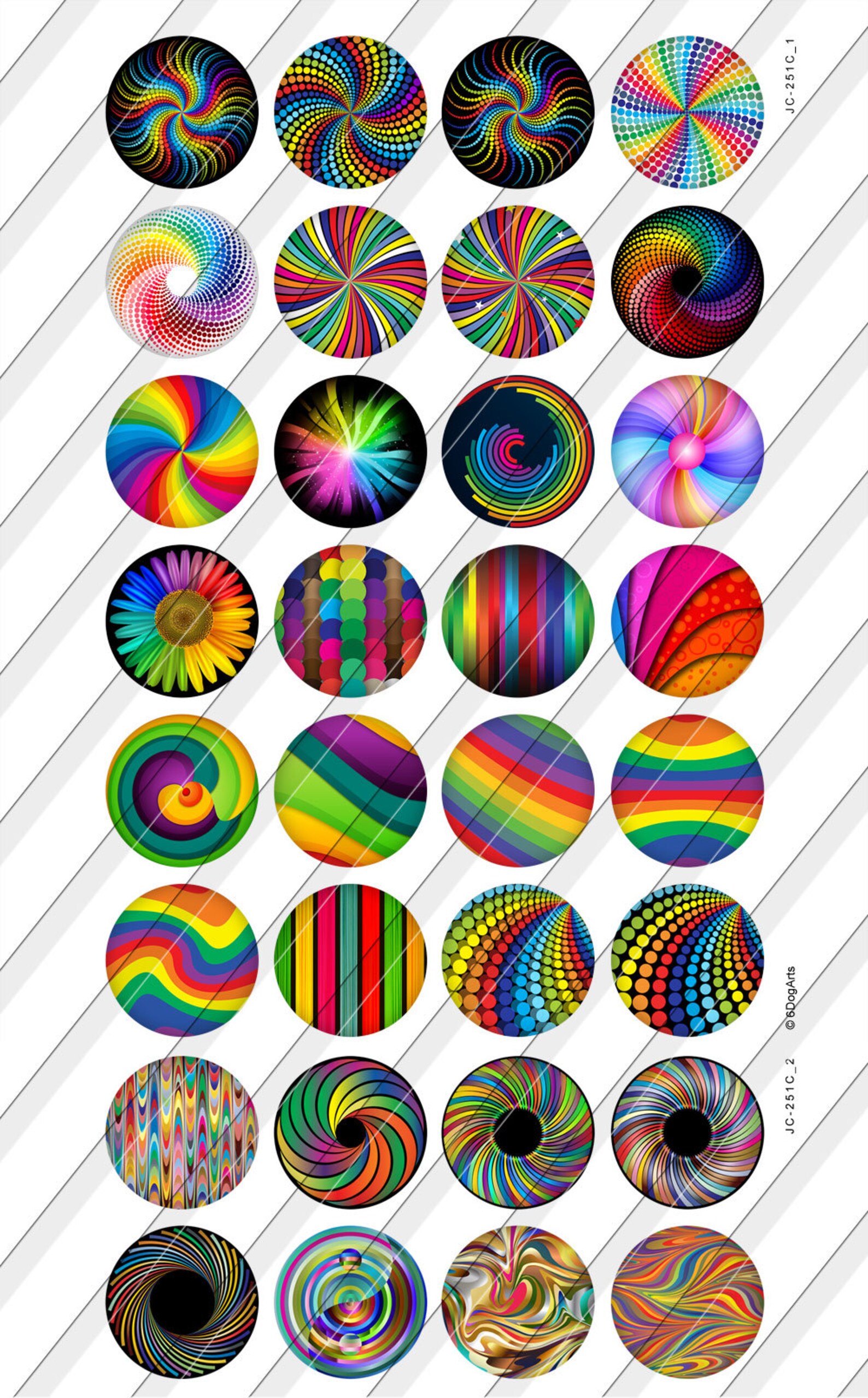 Rainbow Swirls Digital Collage Sheets Printable Download Mini | Etsy