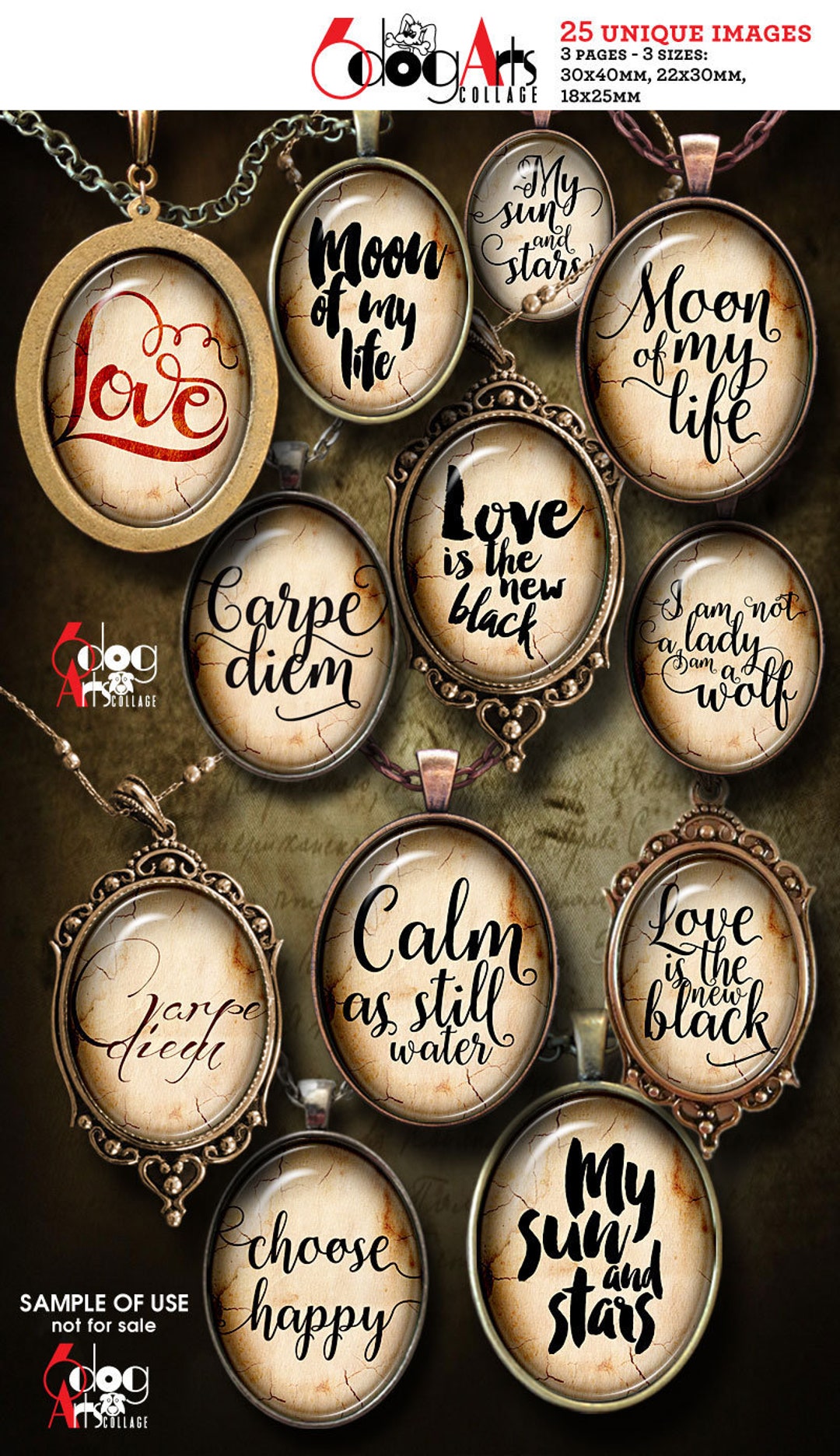 Love Quotes Digital Collage Sheets Printable Download Pendants - Etsy