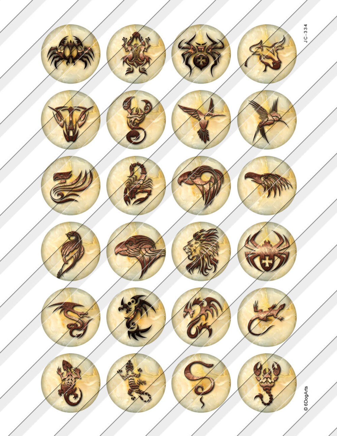 Digital Collage Sheets Tribal Animals Printable Download - Etsy