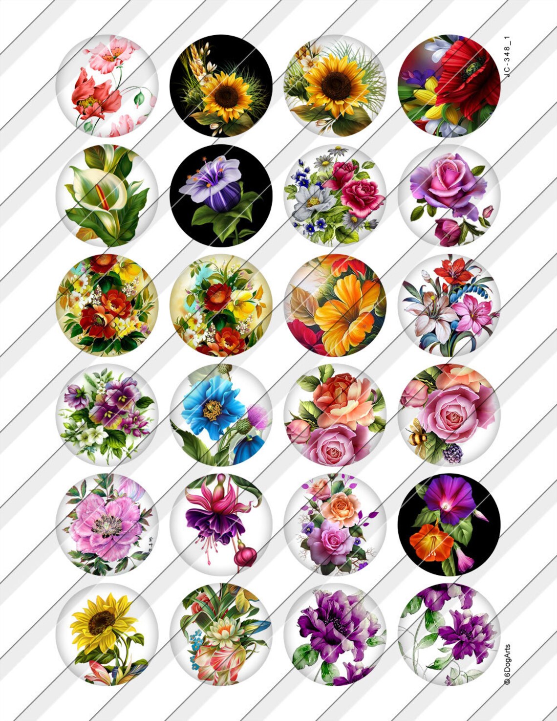 Flowers Digital Collage Sheets Printable Downloads Mini Bottle Caps ...