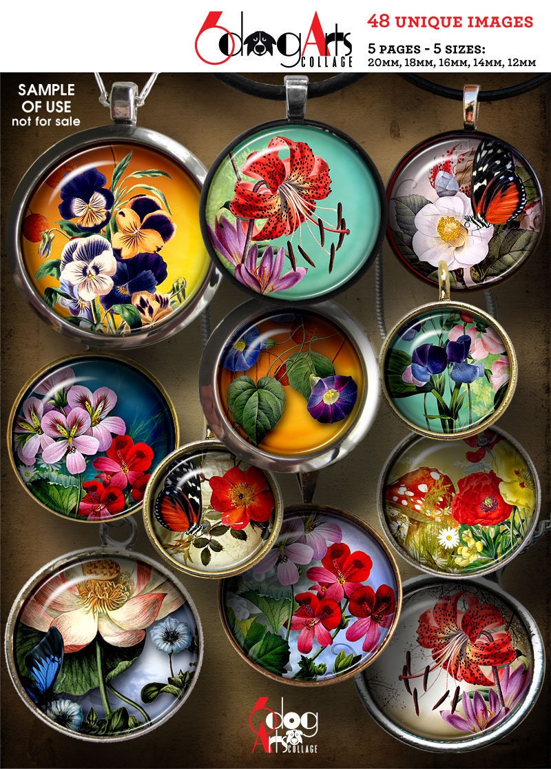 Flower Designs Digital Collage Sheets Printable Downloads for - Etsy