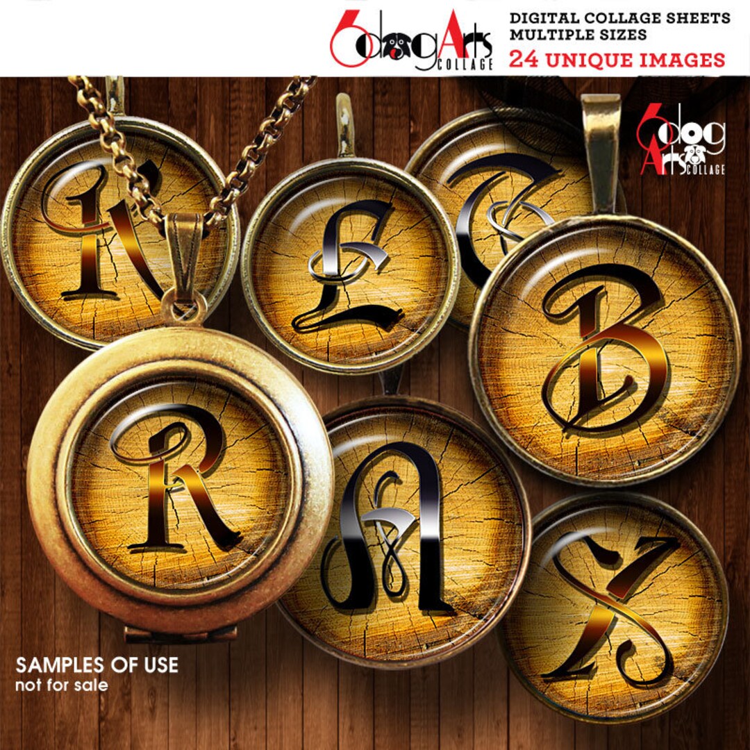 Metal Alphabet Digital Collage Sheets Printable Downloads for Pendants ...