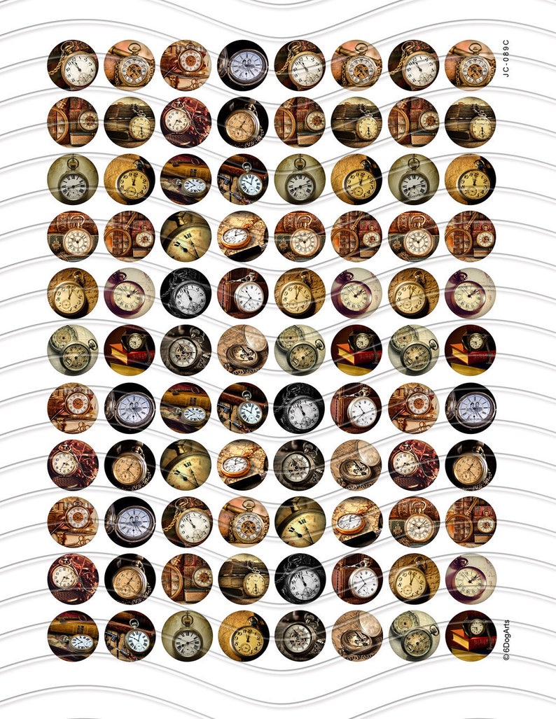Vintage Pocket Watches Digital Collage Sheets Printable Download Crafts ...