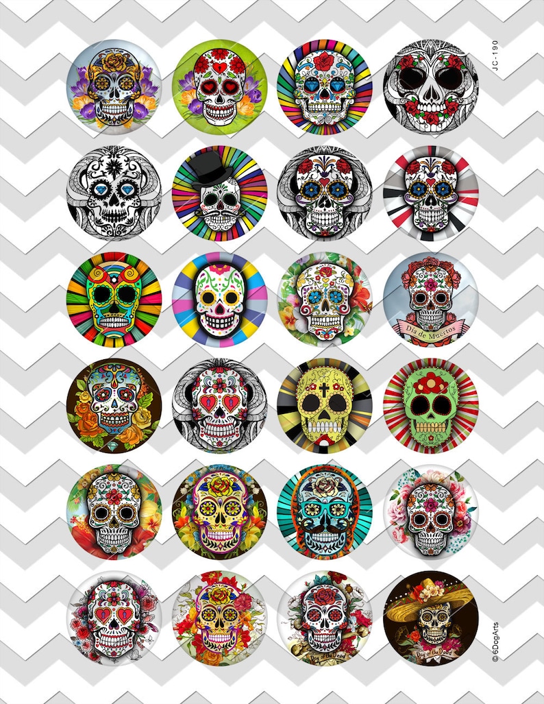 Sugar Skull Calavera Día De Los Muertos Day of the Dead Digital Collage ...