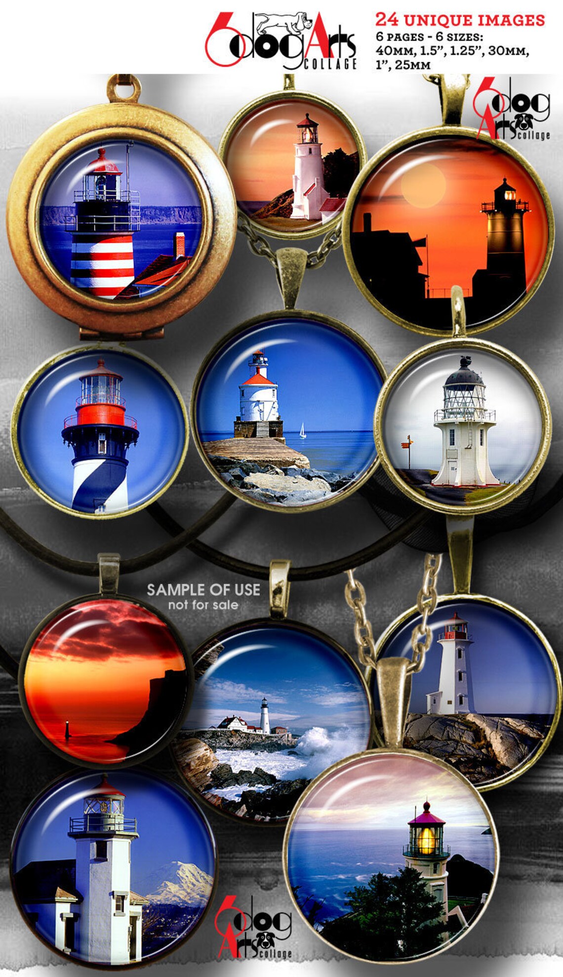 Lighthouses Digital Collage Sheets Printable Download for | Etsy