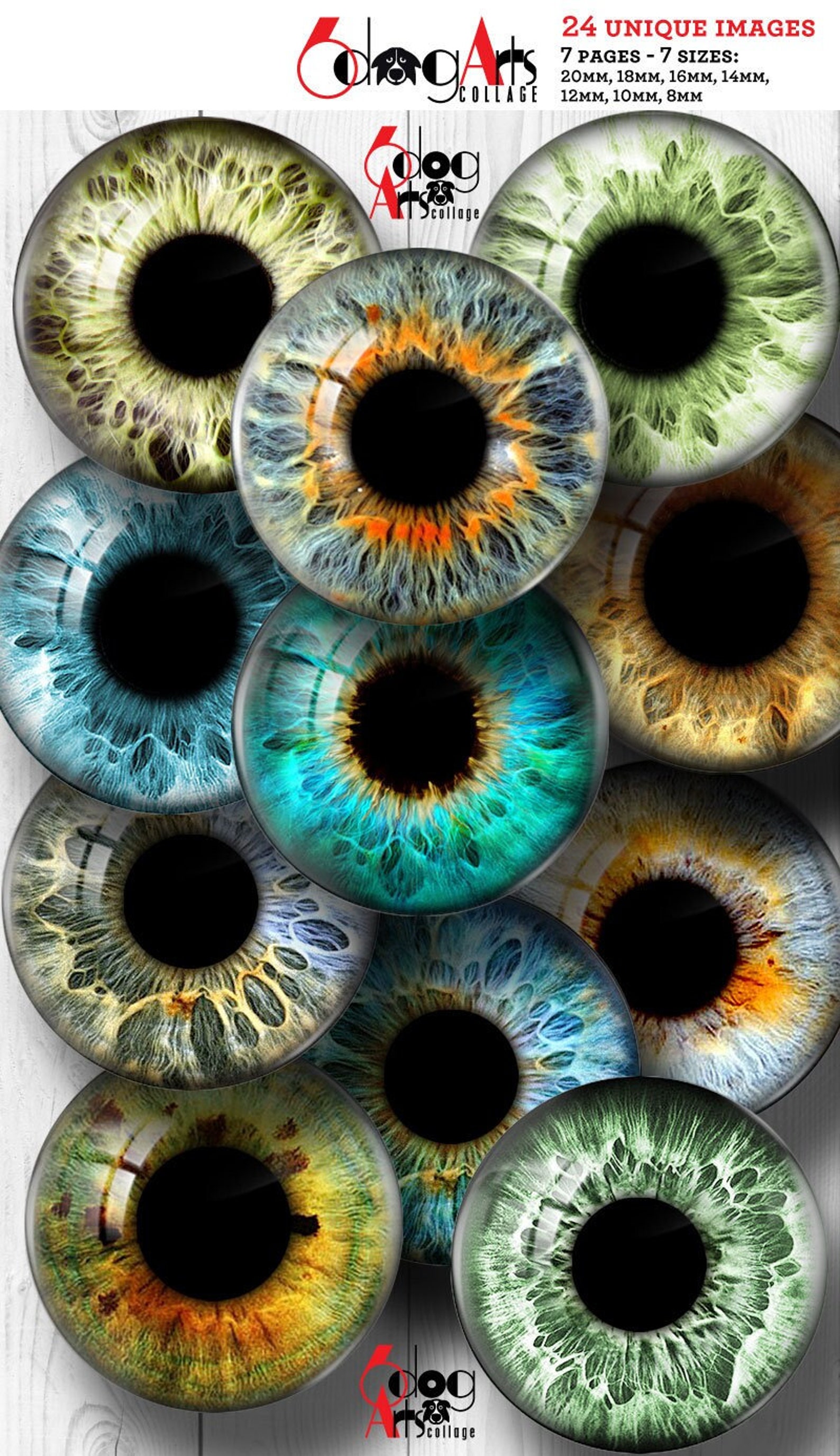 Realistic Eyes W/ SMALL Pupils Digital Collage Sheets | Etsy