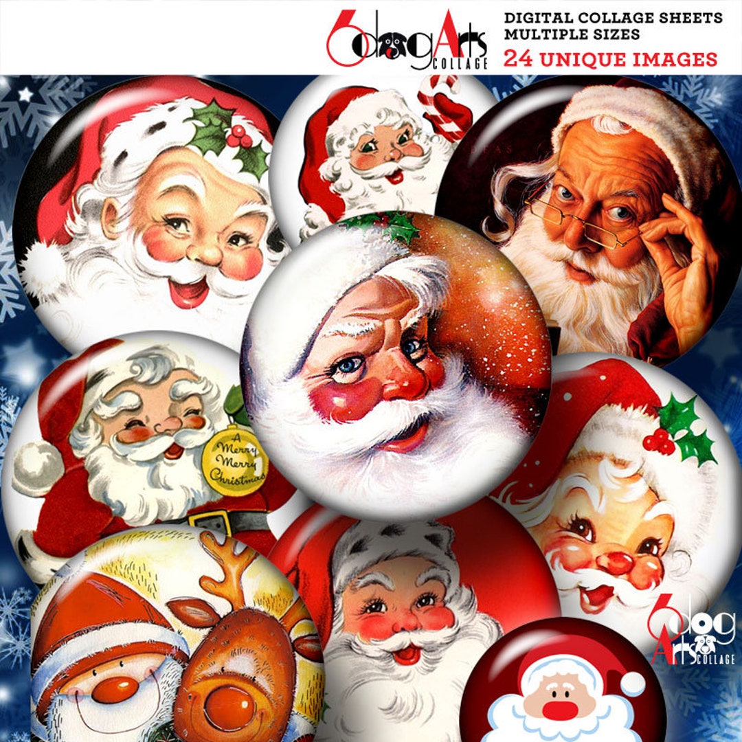 72 Santa Claus Christmas Images Digital Collage Sheets Printable ...